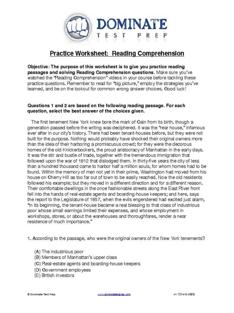 GMAT+Worksheet+-+Reading+Comprehension v20.1 | PDF | Feminism | Gender ...