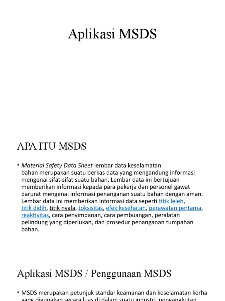 Panduan Lengkap MSDS dan Aplikasinya | PDF | Pengembangan Diri | Sains ...