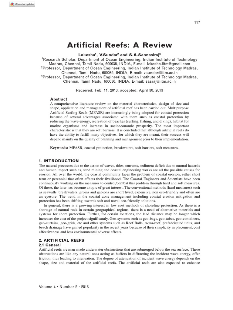 Review of the Use of Artificial Reefs and Other Soft Measures for ...