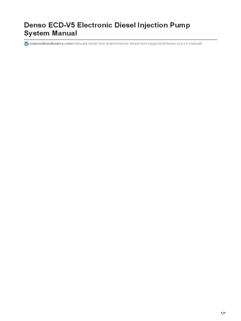 Denso ECD-V5 Diesel Pump Manual | PDF | Computers