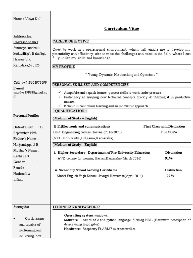Curriculum Vitae: Operating System | PDF | Hardware Description Language | Computer Engineering