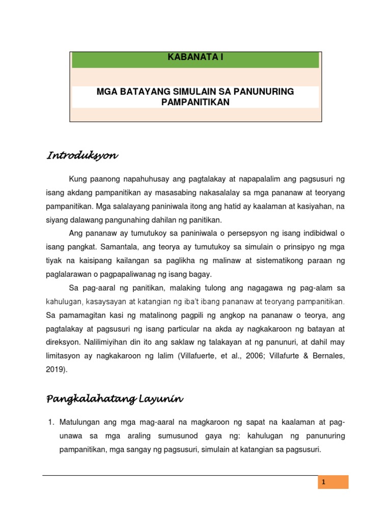 Kabanata 1 - Unang Aralin | PDF