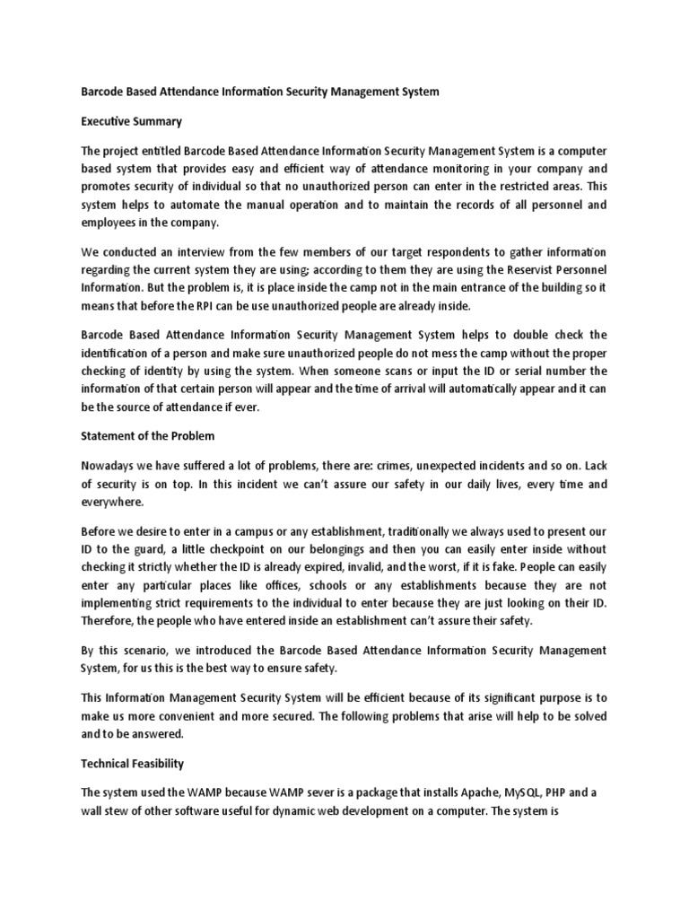 Barcode Based Attendance Information Secutiry Management System ...