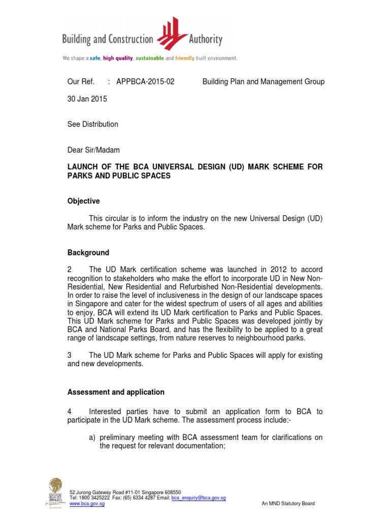 Launch of The Bca Universal Design (Ud) Mark Scheme For Parks and ...