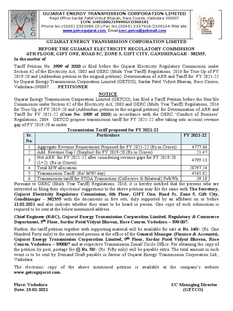 GETCO Public Notice - English | PDF | Gujarat | Government