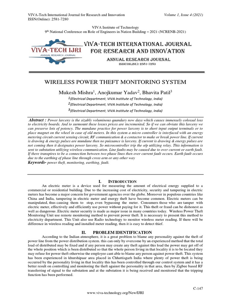 Wireless Power Theft Monitoring System | PDF | Amplifier | Electronic ...