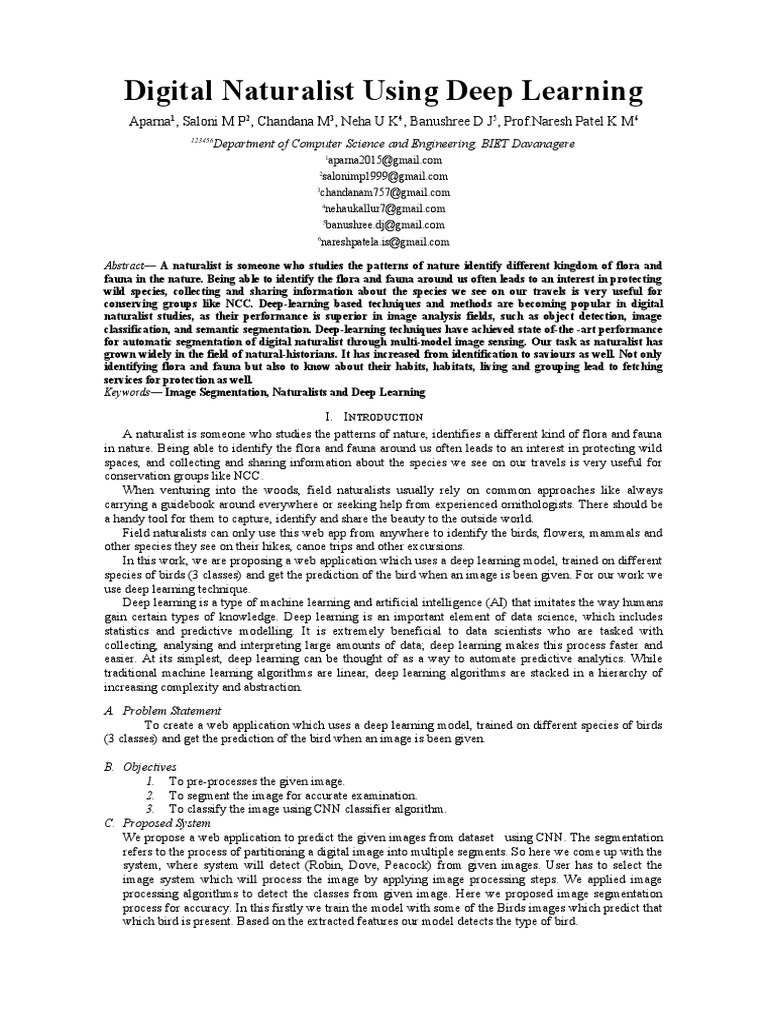 Digital Naturalist Using DL | PDF | Deep Learning | Image Segmentation