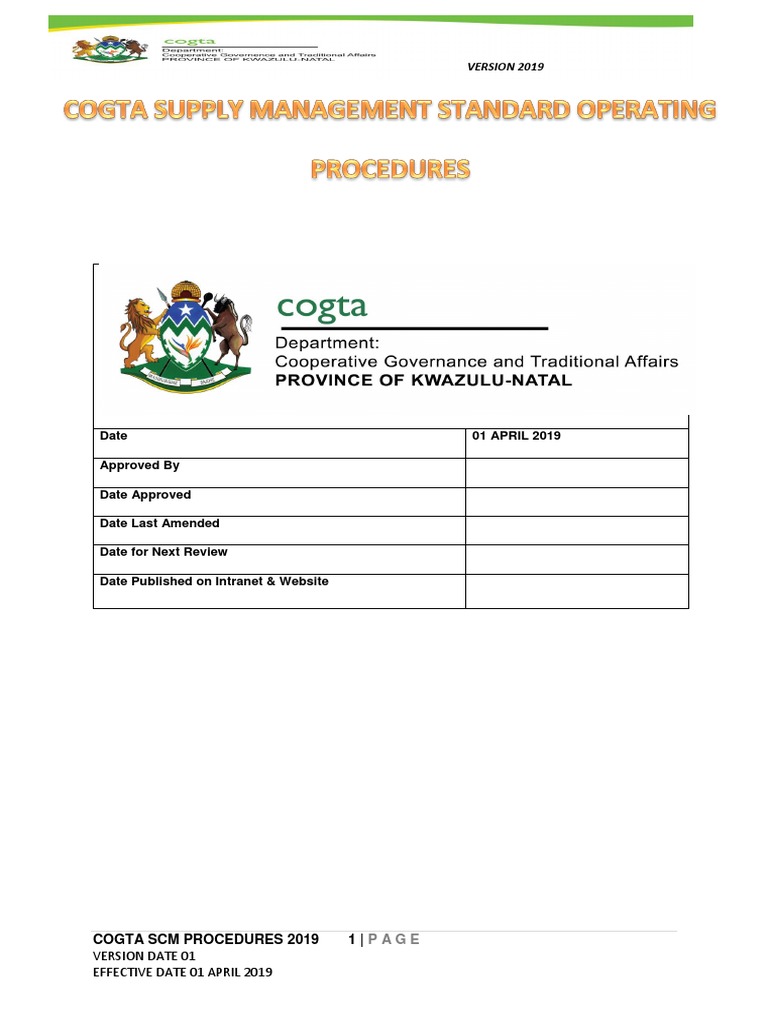 SCM Processes Procedure Manual COGTA 1 | PDF | Supply Chain Management ...