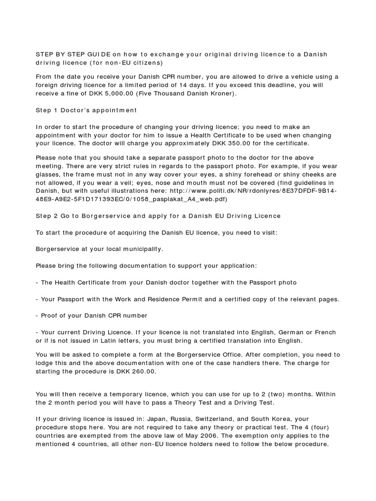 Exchanging Foreign License for Danish License | PDF | Driver's License ...
