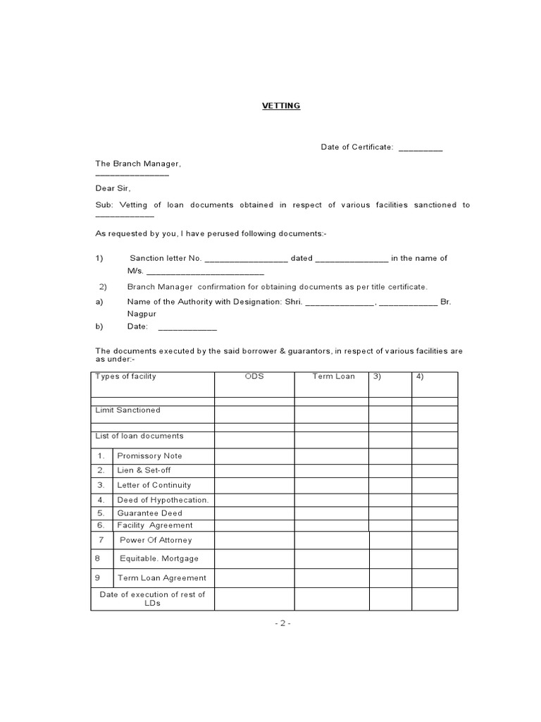 Vetting Certificate | PDF | Loans | Mortgage Law