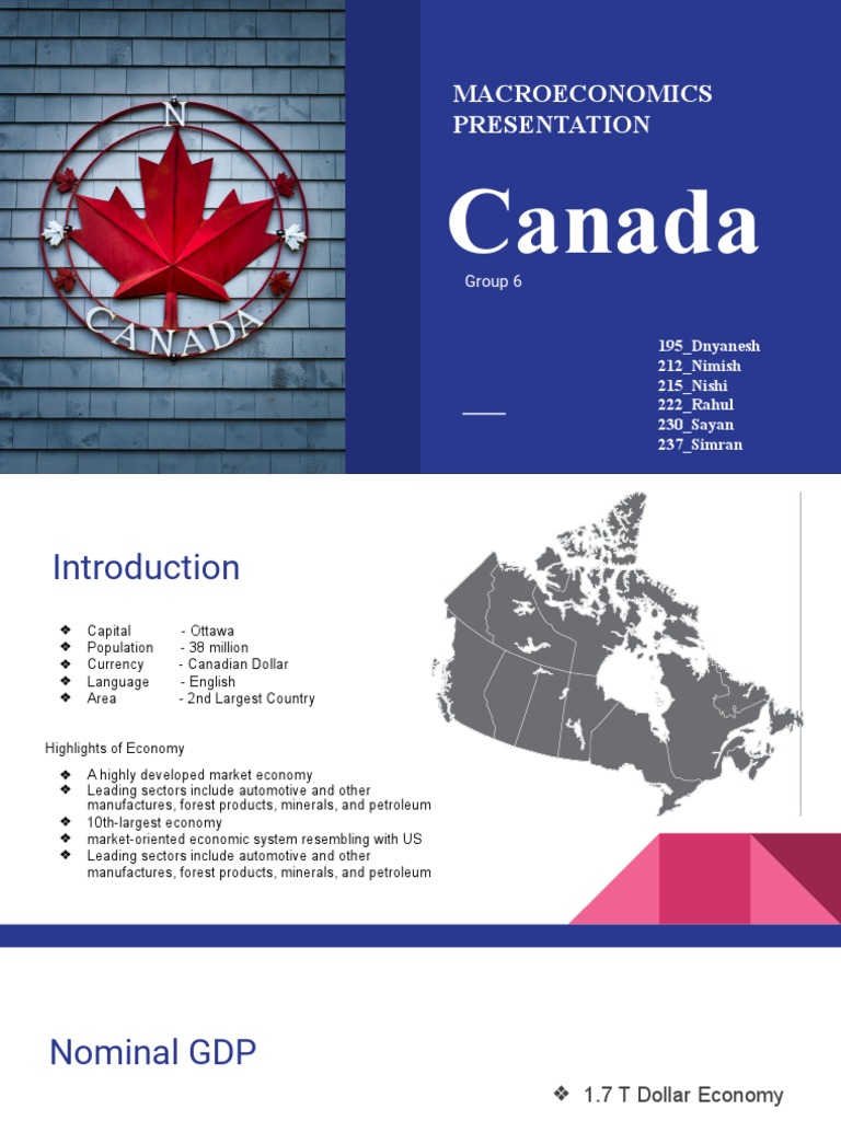 Canada: Macroeconomics Presentation | PDF | Balance Of Payments | Gross ...