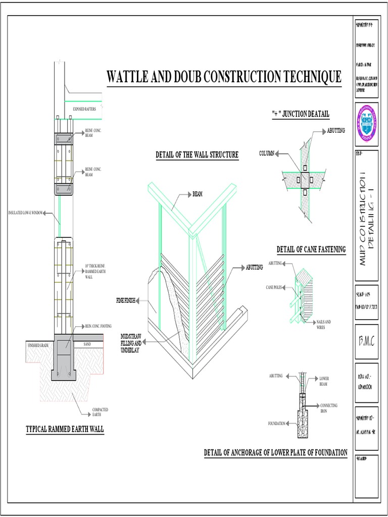 Wattle and Doub Construction Technique: "+ " Junction Deatail | PDF ...