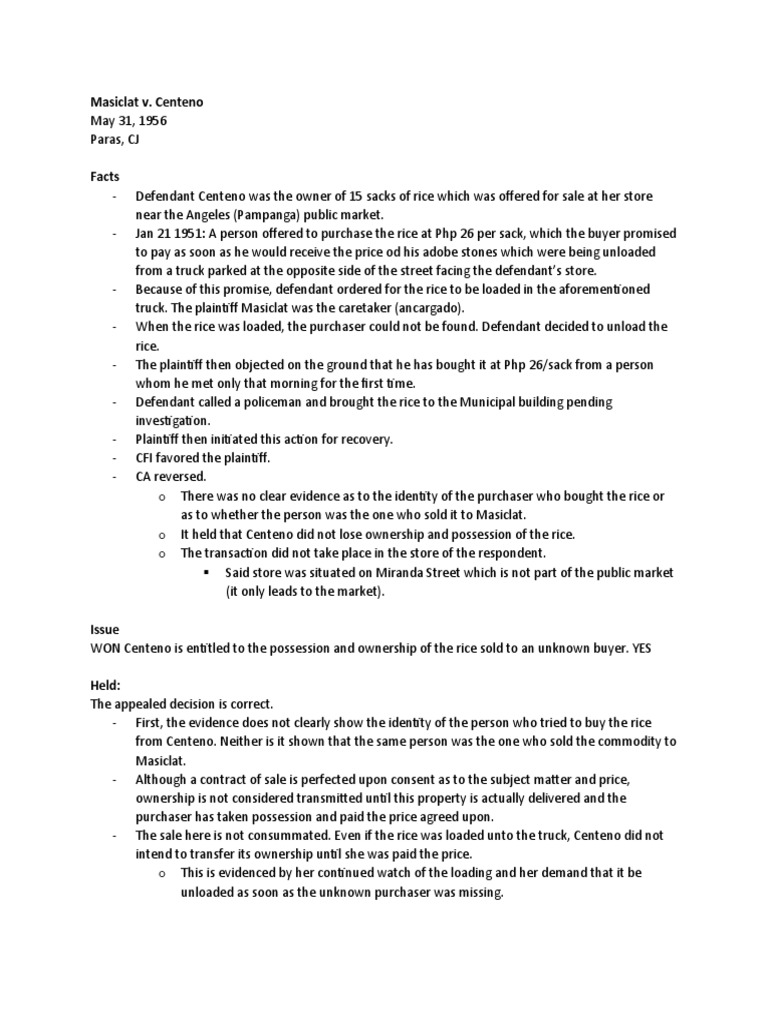 10 Masiclat V Centeno | PDF | Prices | Common Law