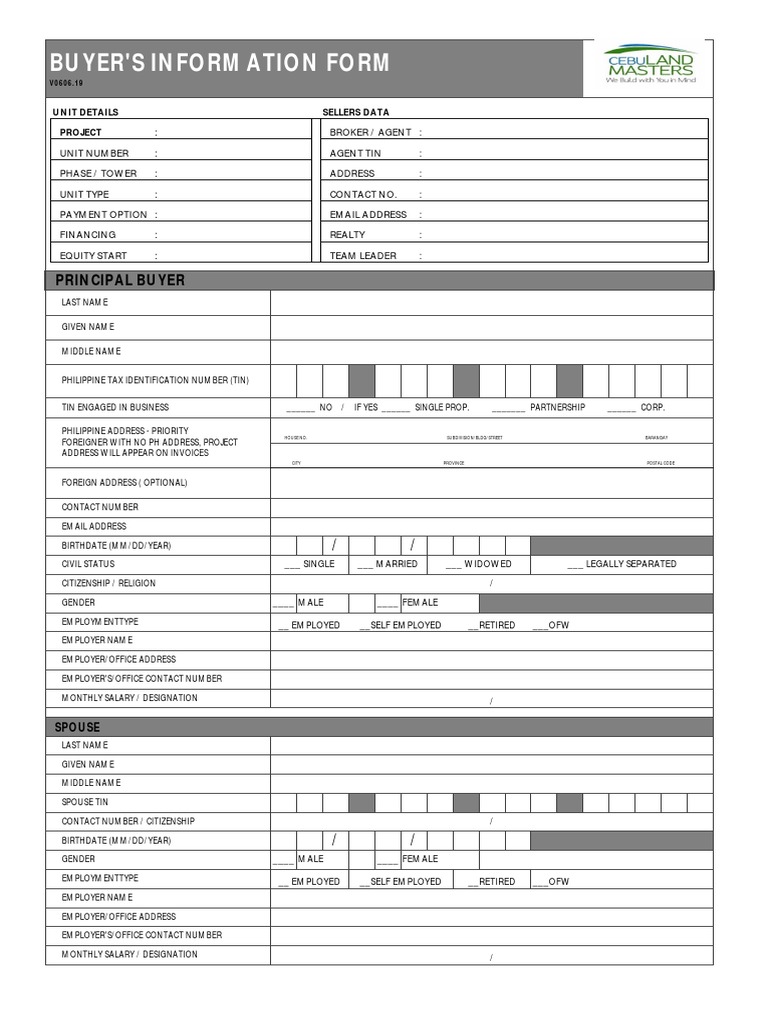 Buyers Information Form | PDF | Identity Document | Government