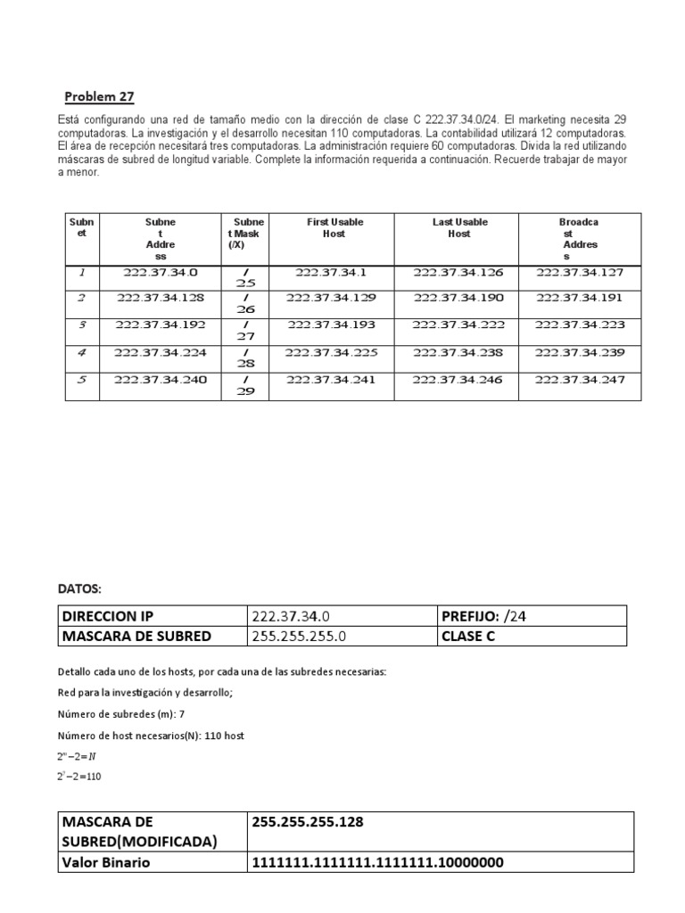 Ejercicio 27 | PDF | Protocolos Osi | Dirección IP