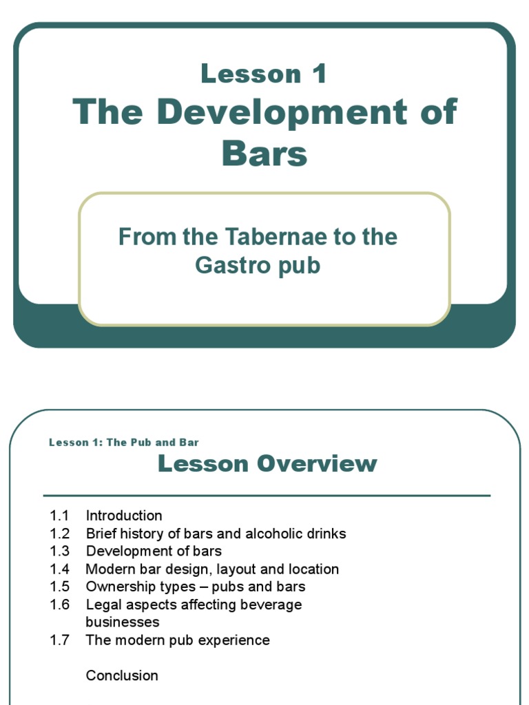 Lesson 1 - The Development of Bars (Revised) | PDF | Pub | Bar ...