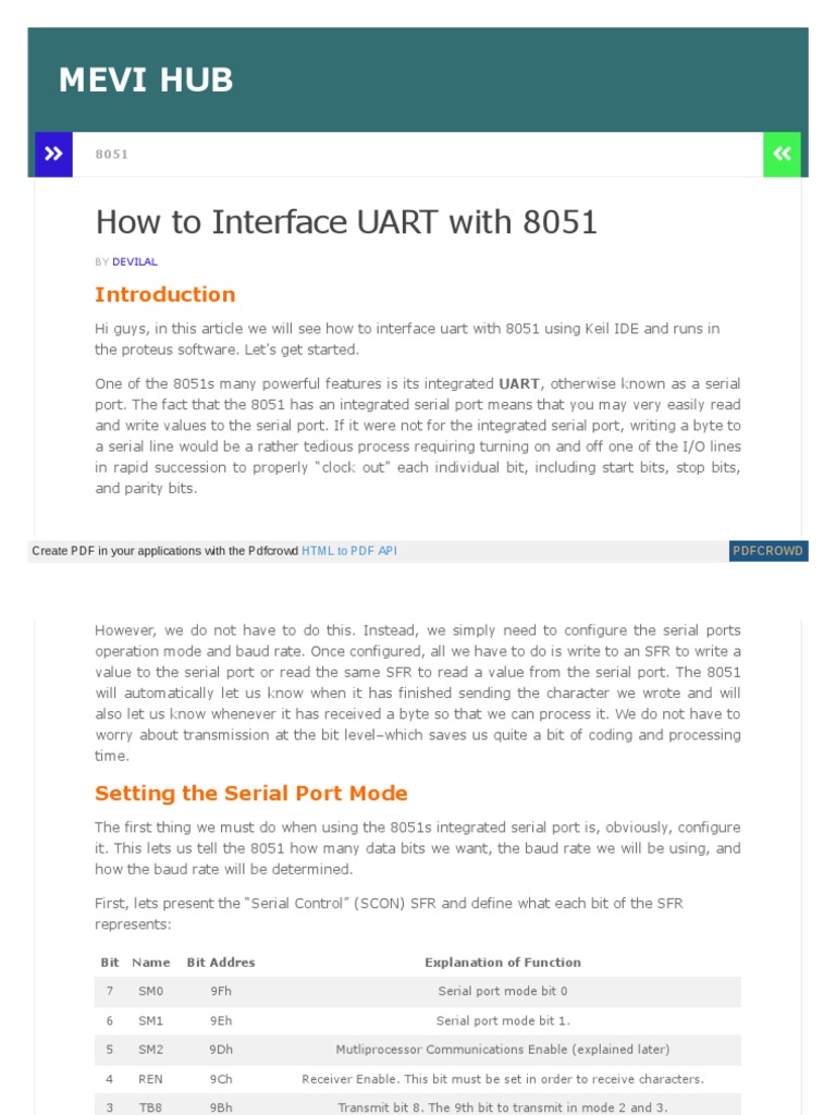 Mevi Hub: How To Interface UART With 8051 | PDF | Bit | Computer Hardware