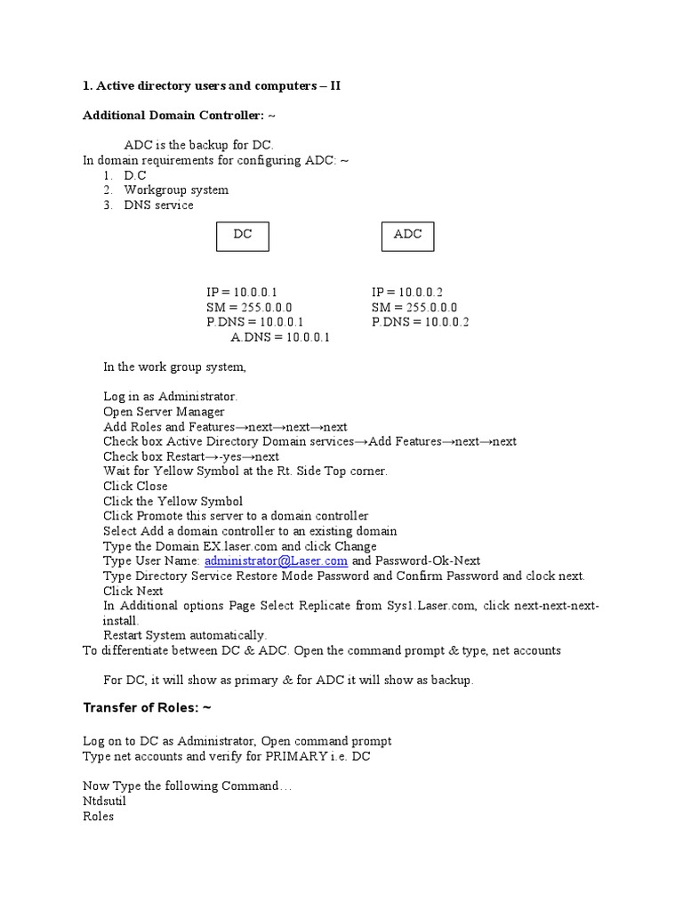 Active Directory Users and Computers - II Additional Domain Controller | Download Free PDF ...