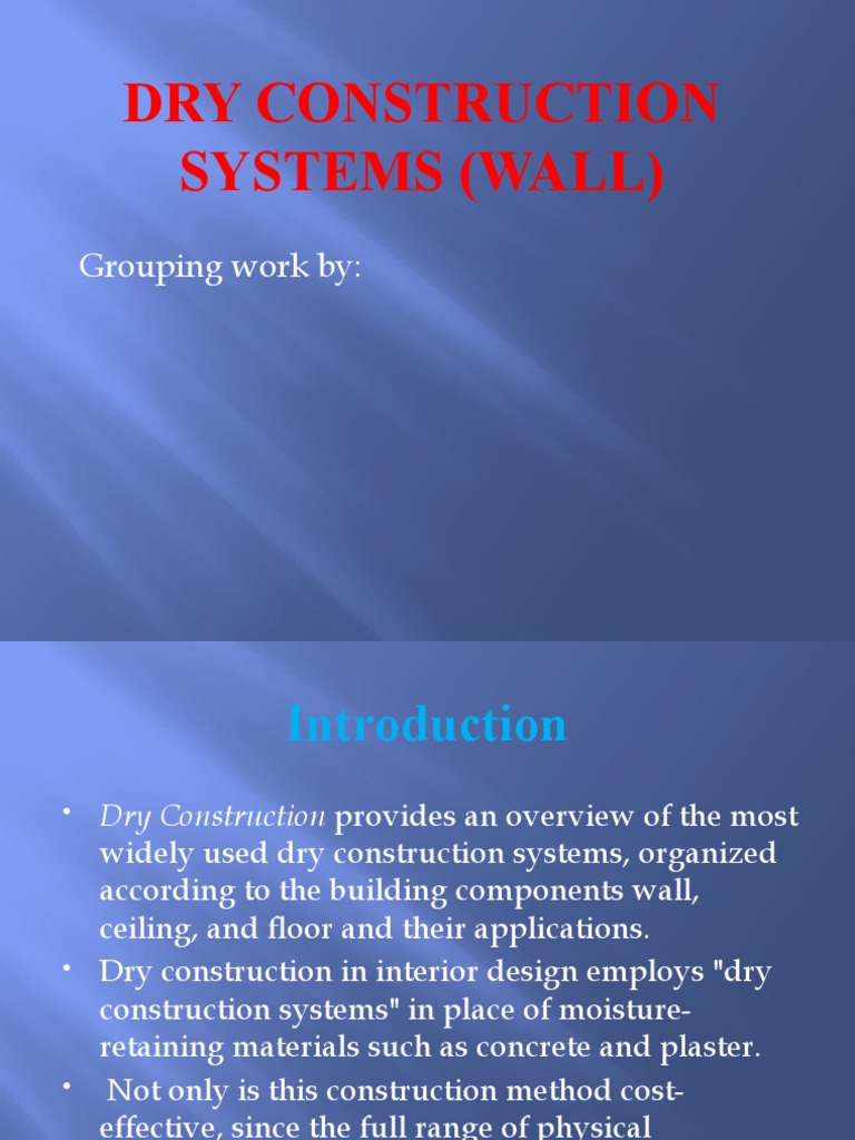 Overview of Dry Wall Construction Systems | PDF | Technology & Engineering