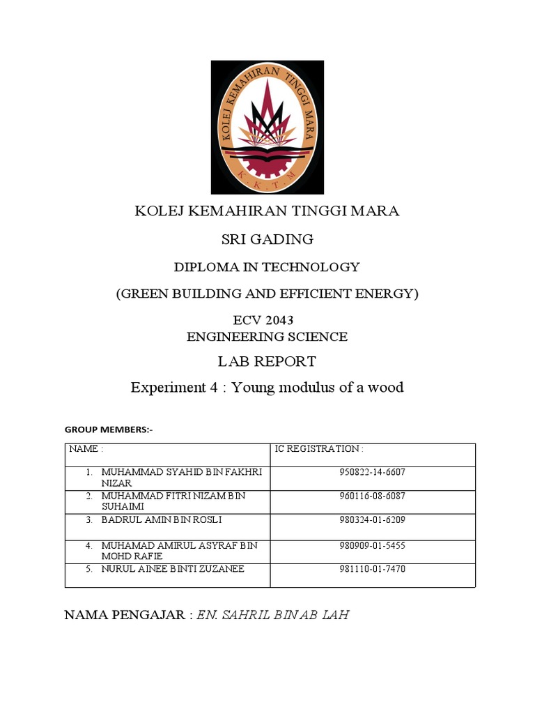 LAB REPORT MUKA DEPAN 4 Wood | PDF