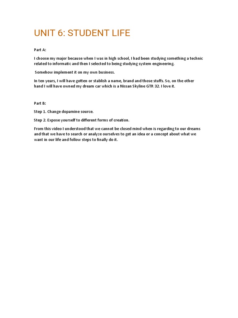 Unit 6 Student Life | PDF