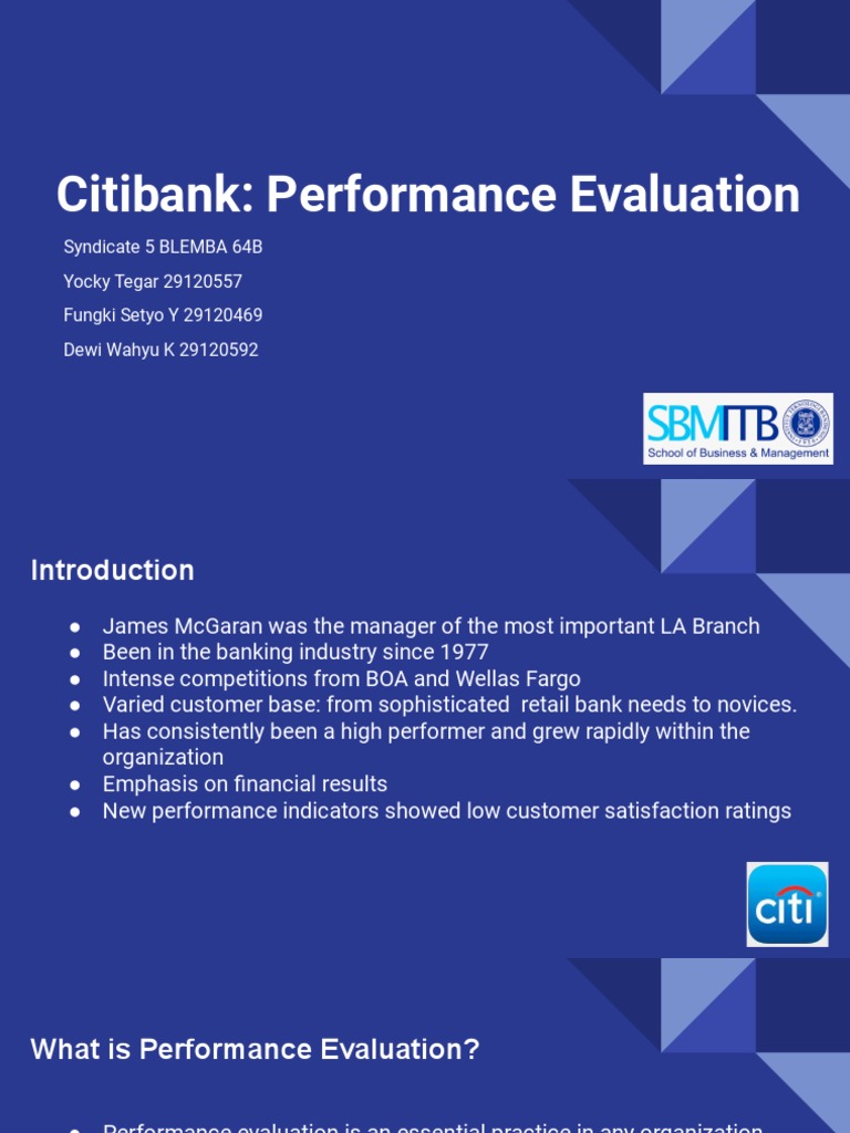 Case Study Analysis - Citibank - Performance Evaluation - Syndicate 5 | Download Free PDF ...