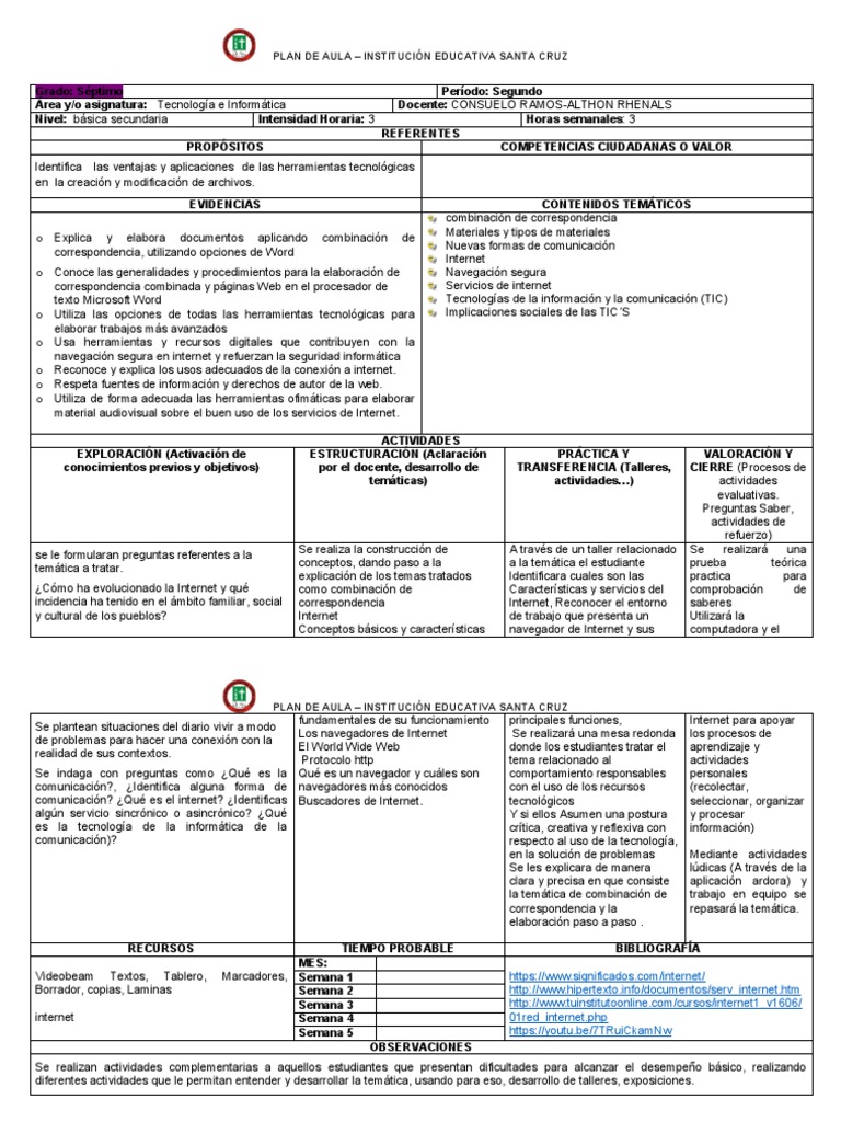 Formato de Plan de Aula Definitivo Grado 7 - 2018 | Descargar gratis ...