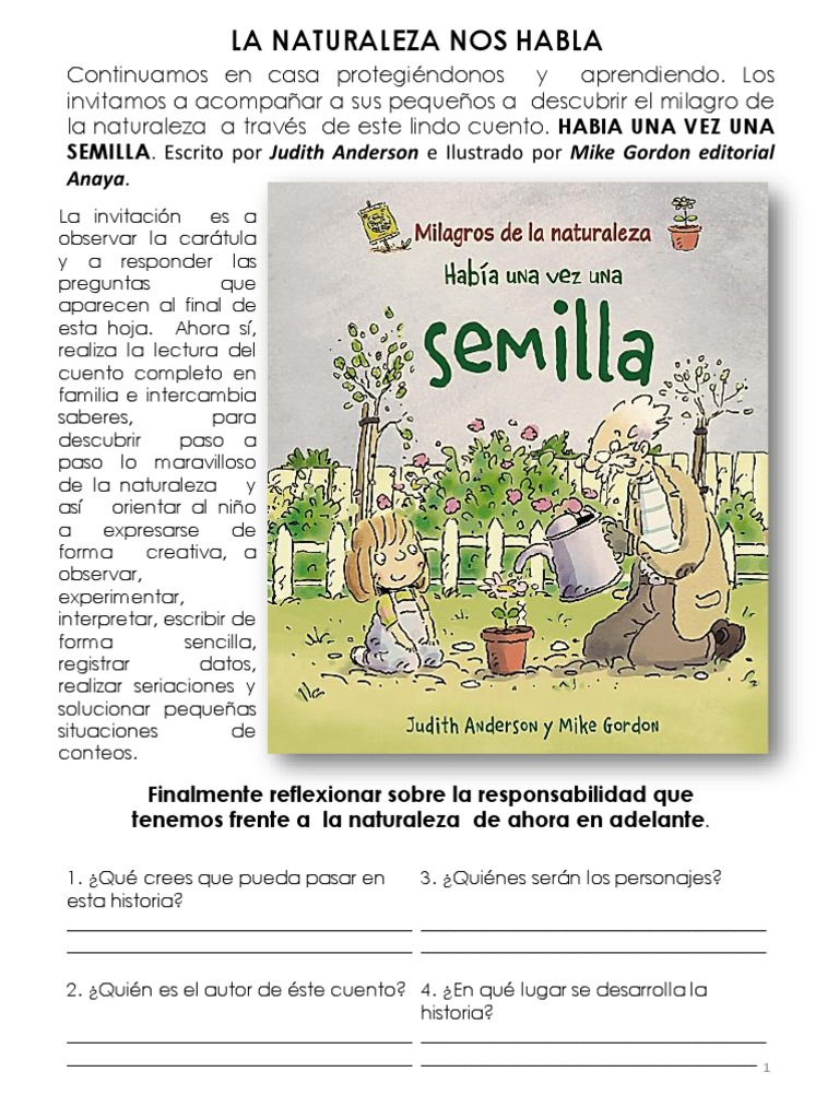 Cuento sobre el ciclo de vida de una semilla | PDF | Tallo de la planta ...