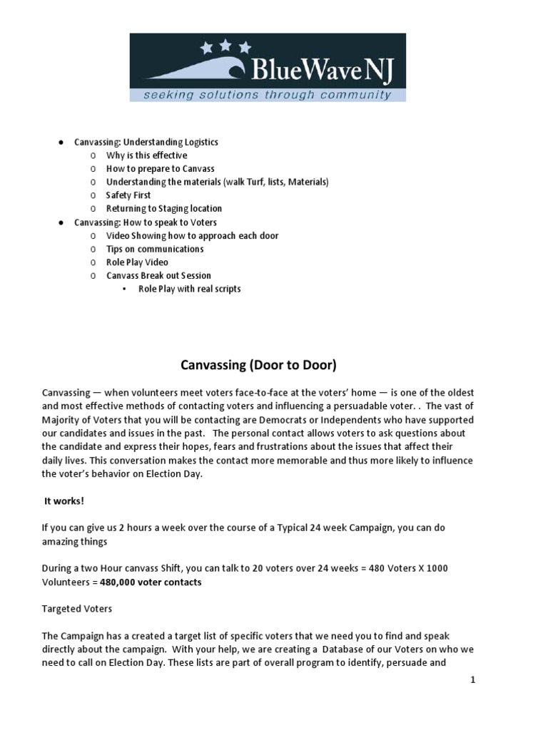 Canvassing (Door To Door) : It Works! | PDF | Voting | Elections