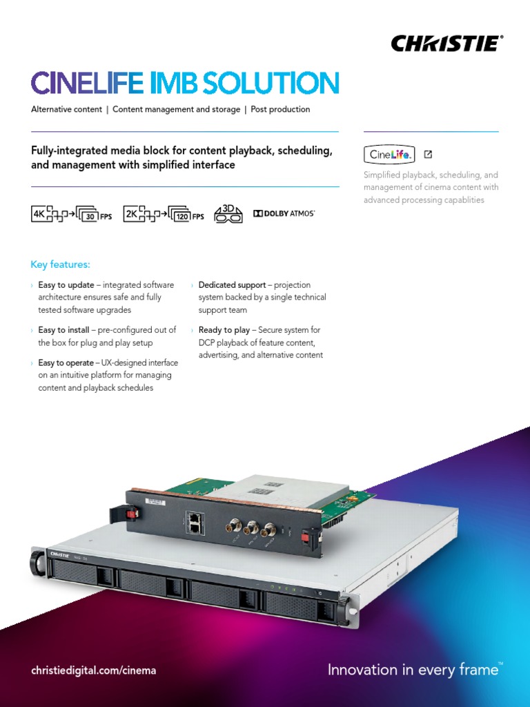 Christie CineLife IMB Solution Datasheet | PDF | Computer Hardware | Digital Technology
