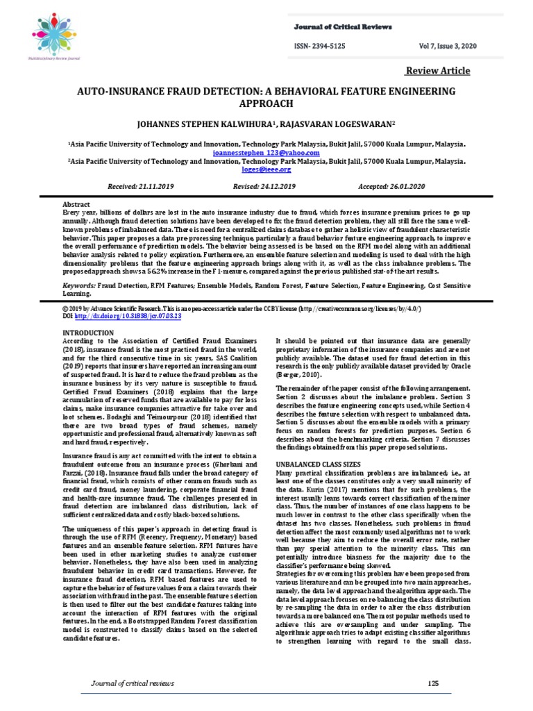 Auto-Insurance Fraud Detection: A Behavioral Feature Engineering ...