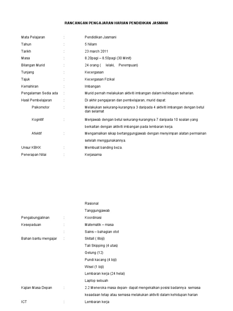 RPH Imbangan 5 Nilam | PDF
