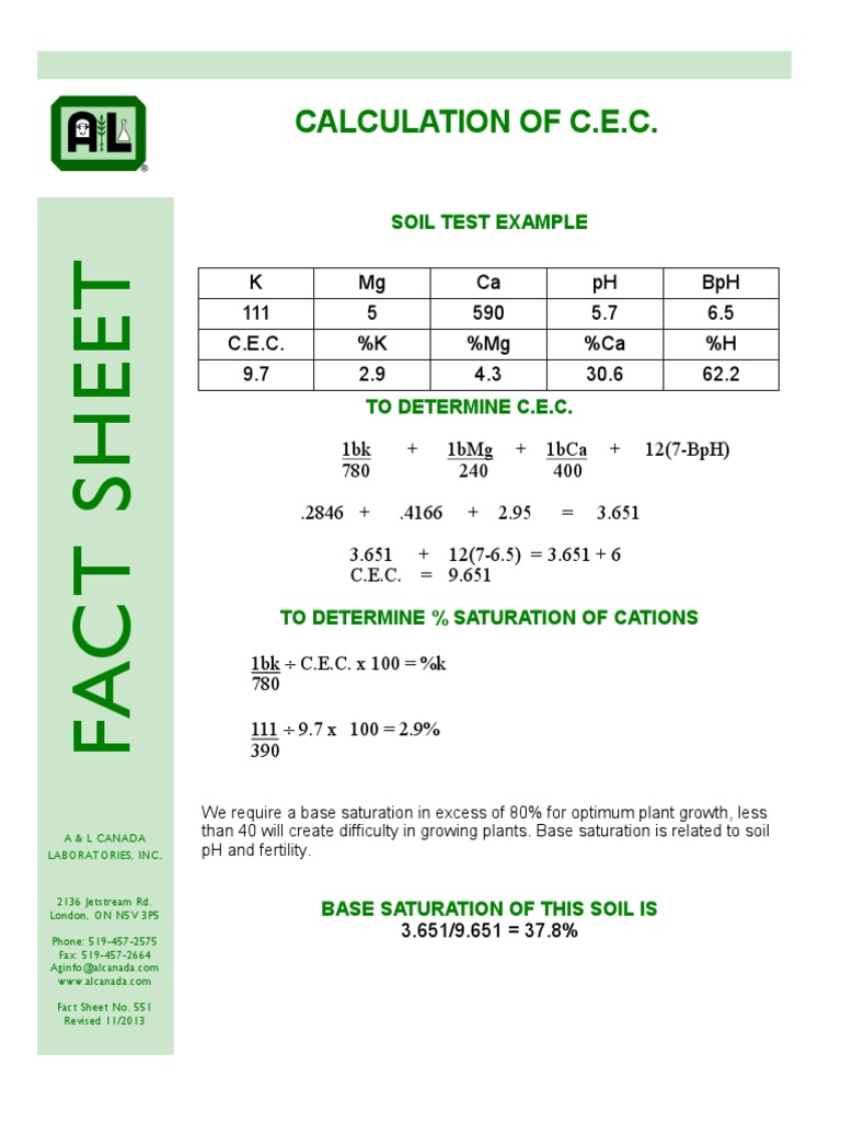 Calculation of C.E.C.: Soil Test Example | PDF | Soil | Soil Science