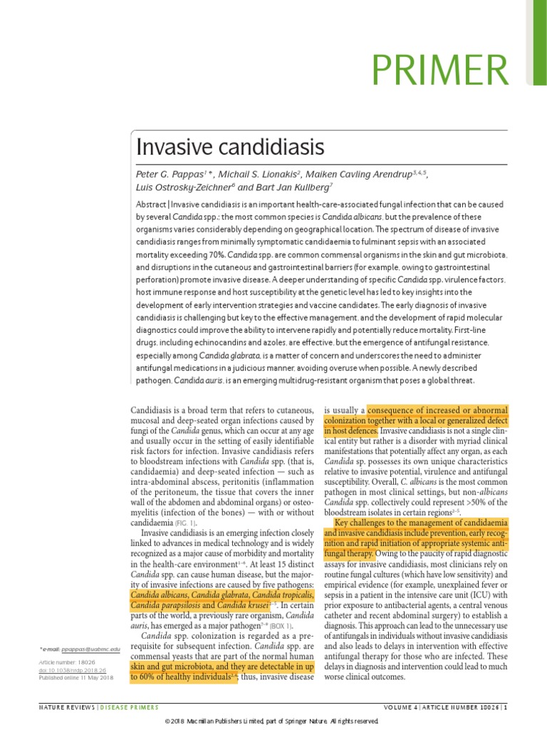 Invasive Candidiasis Nature | PDF | Candida (Fungus) | Candidiasis