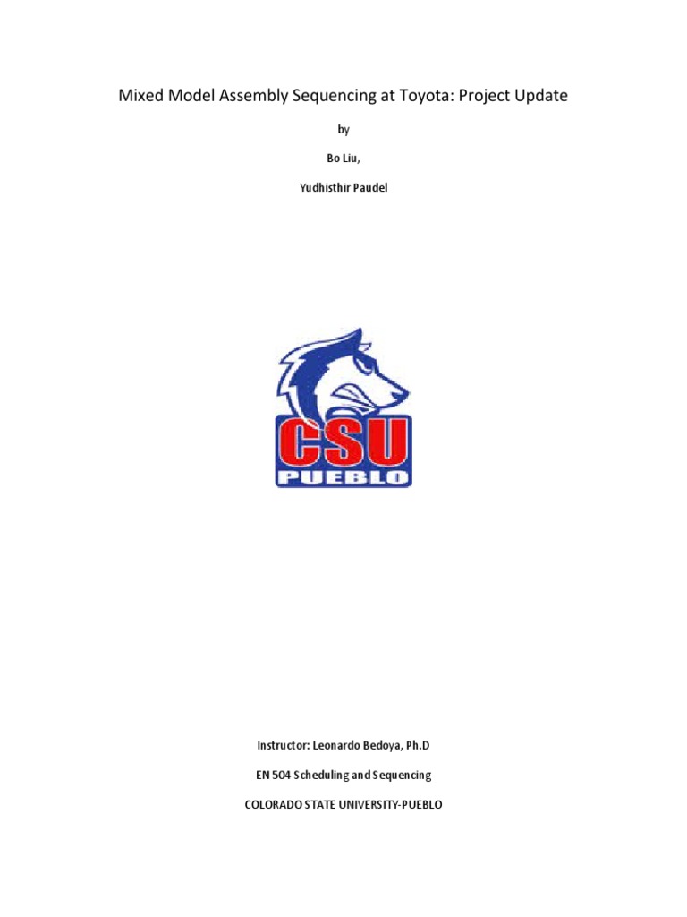 Toyota Mixed Model Sequencing Update | PDF | Mathematics | Applied ...