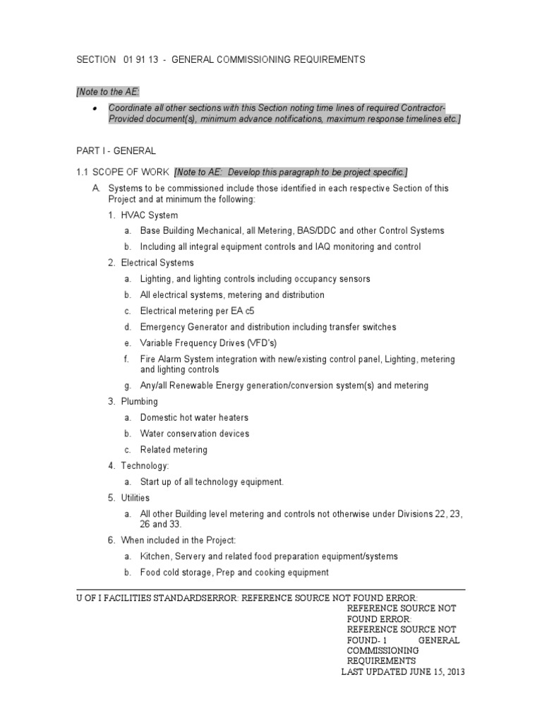 01 91 13 General Commissioning Requirements | PDF | General Contractor ...