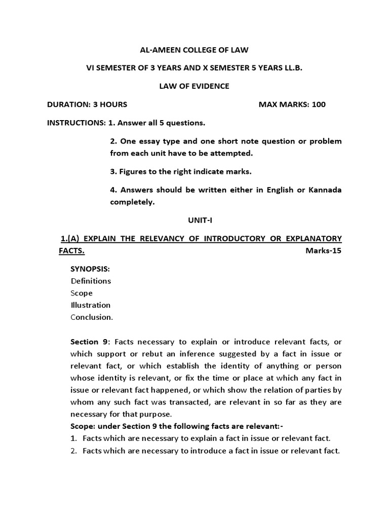Evidence Law Notes | PDF | Burden Of Proof (Law) | Hearsay