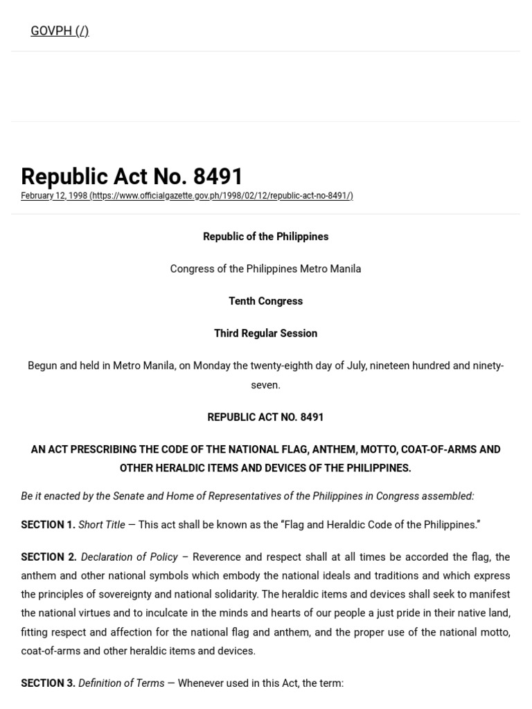 Flag and Heraldic Code of the Philippines | PDF | Flag | Symbols