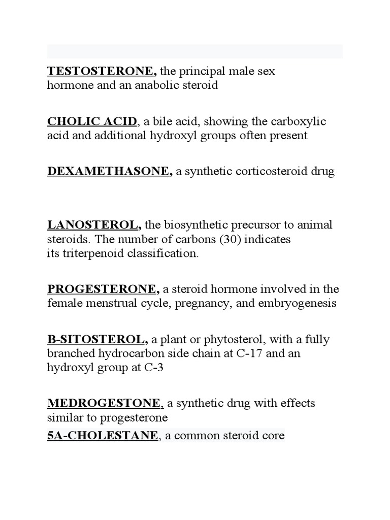Overview of Key Steroids and Hormones | PDF | Wellness | Science ...
