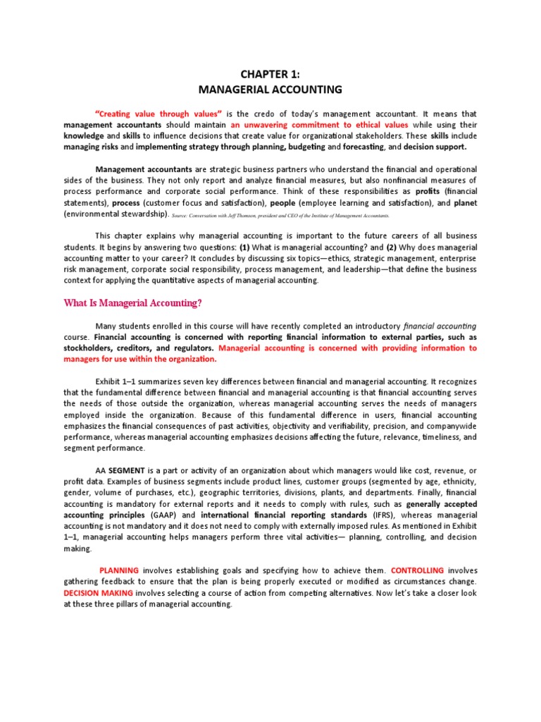Lecture 1 Managerial Accounting | PDF | Management Accounting ...