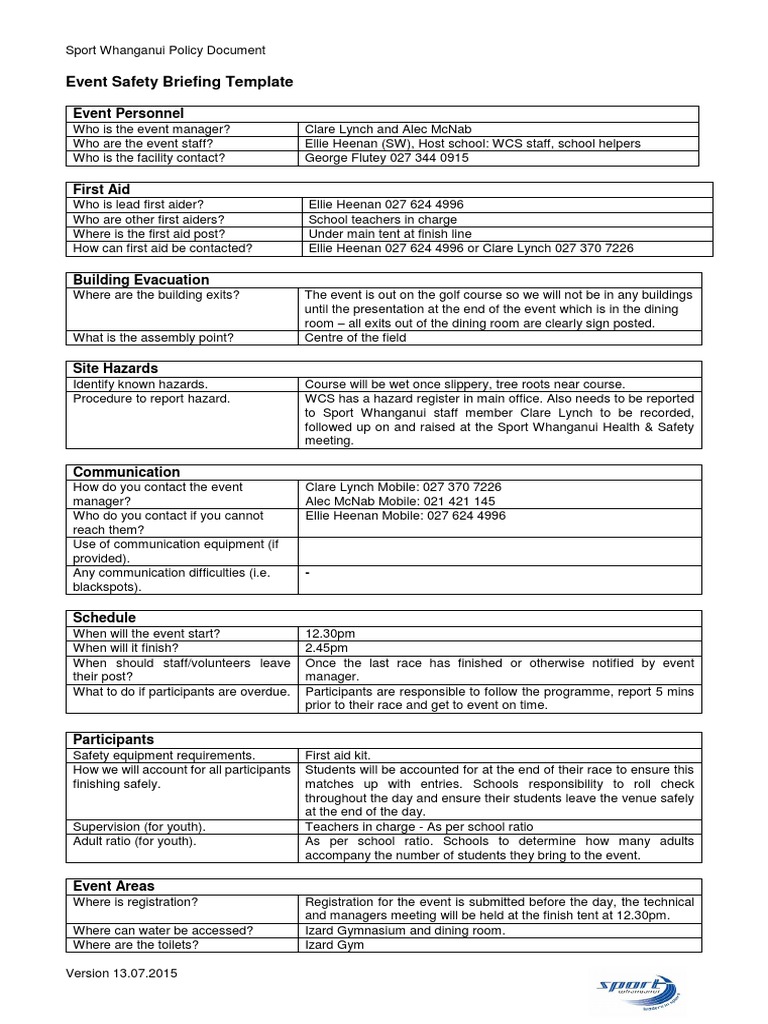 HS Event Safety Briefing - Cross Country | PDF | Weather | Transport