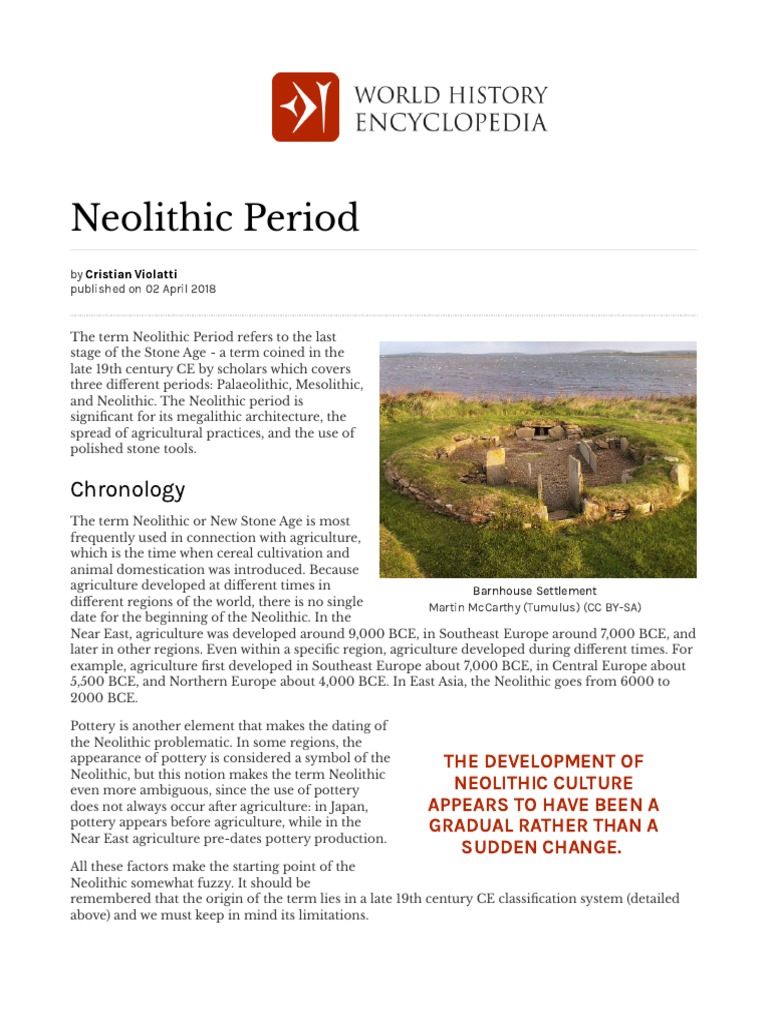 Neolithic Period - World History Encyclopedia | PDF | Neolithic | Stone Age