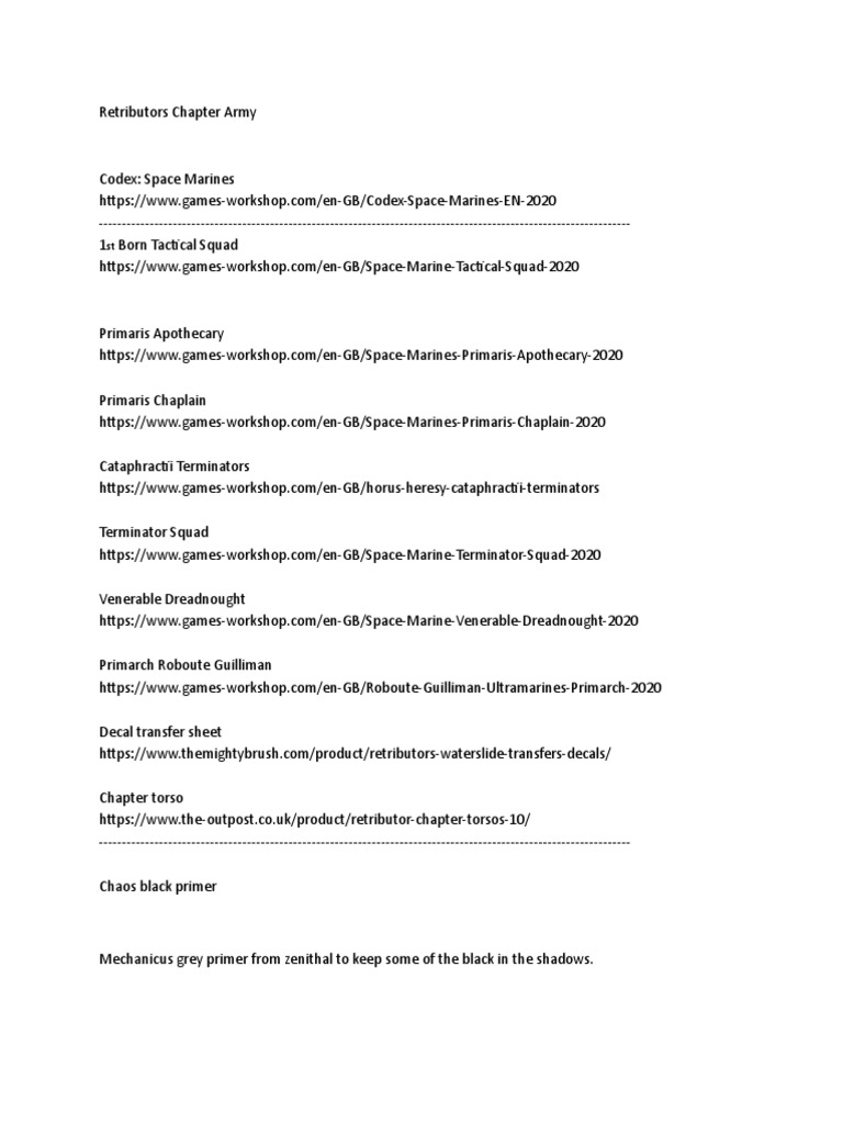Retributors Chapter Army | PDF