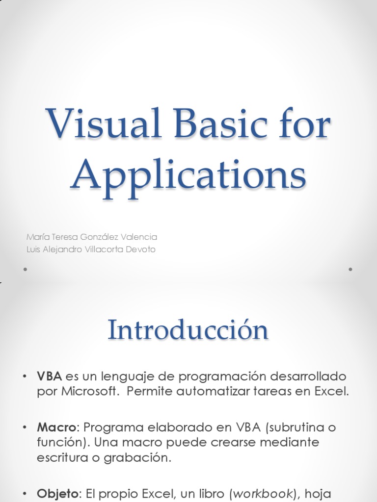 01 Vba | PDF | Visual Basic para Aplicaciones | Macro (informática)