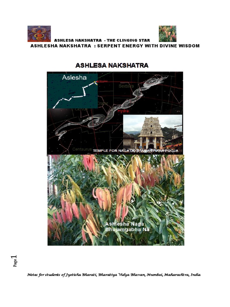 Ashlesha Nakshatra | PDF | Planets In Astrology | Hindu Astrology