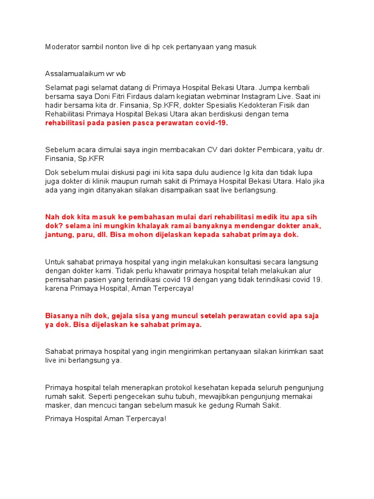 Skrip Moderator Ig Live | PDF