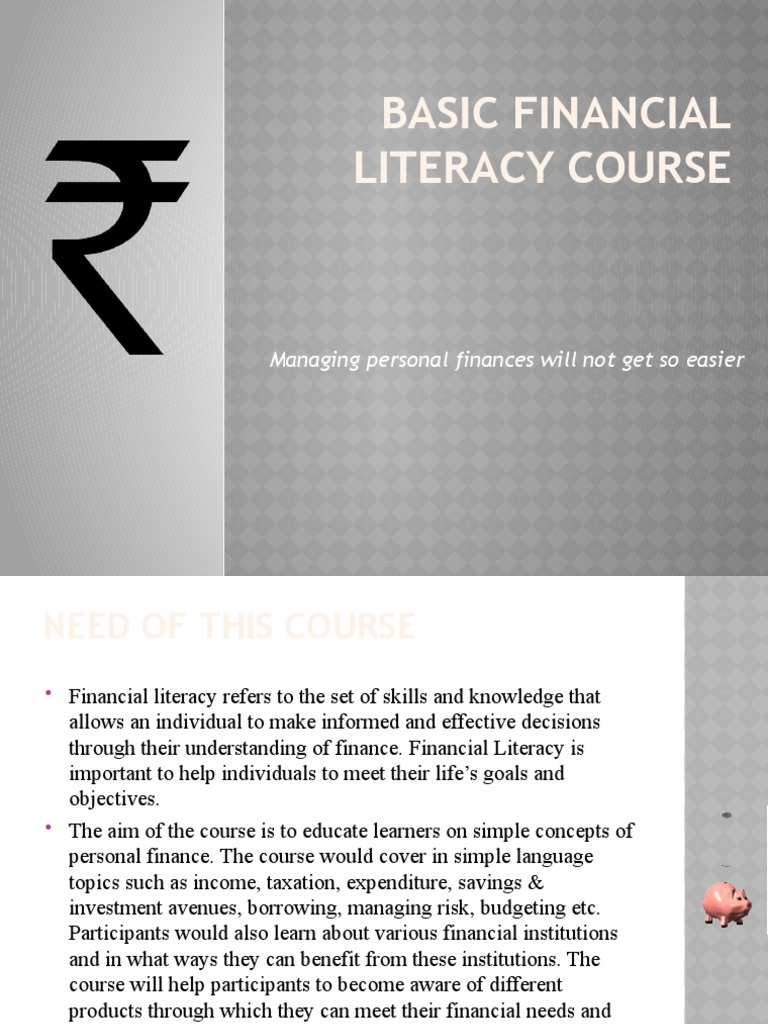 Basic Financial Literacy Course: Managing Personal Finances Will Not ...