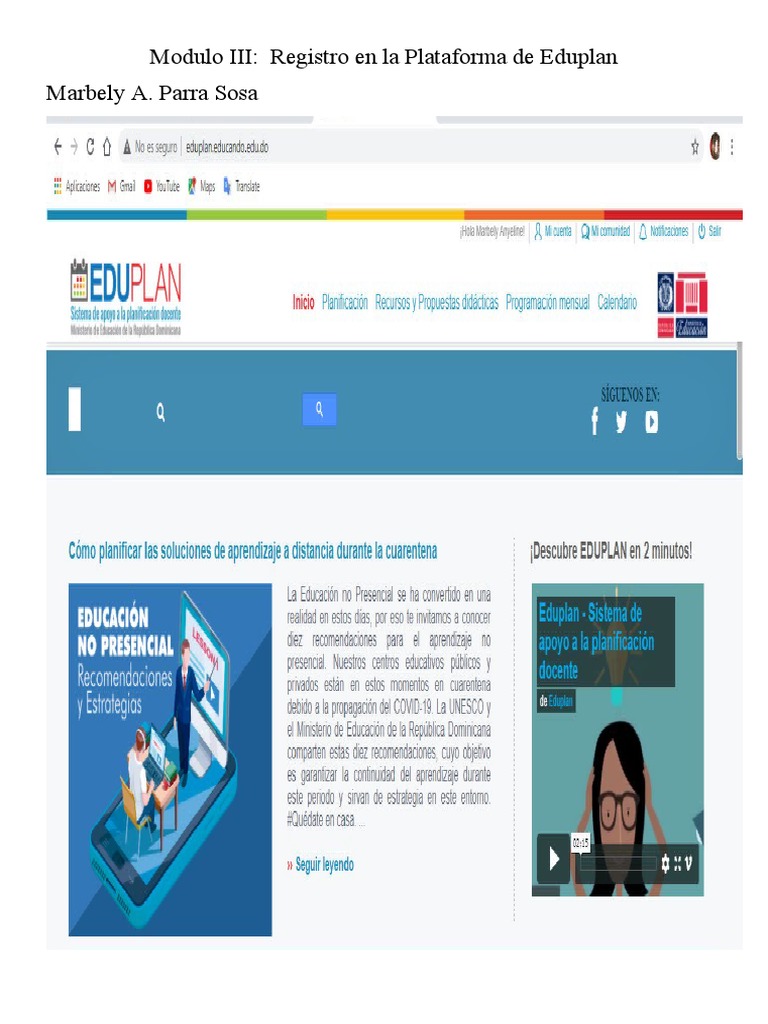 Registro en La Plataforma de Eduplan | PDF