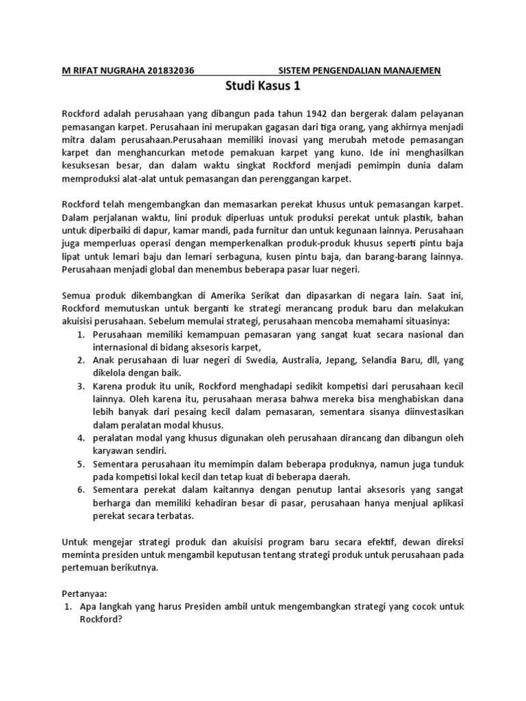 Studi Kasus - M. Rifat Nugraha 201832036 | PDF
