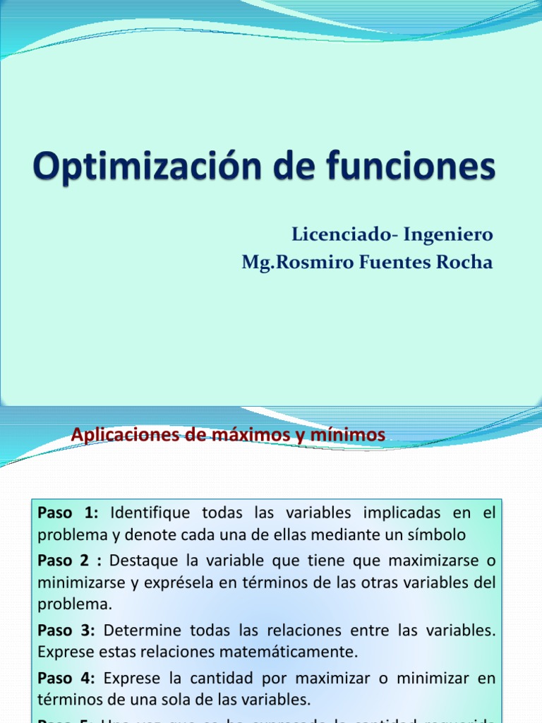 Optimización de Funciones | PDF | Optimización Matemática | Derivado